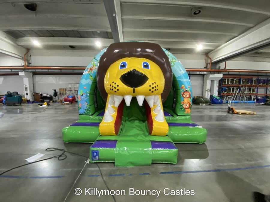 Curved Lion themed bounce and slide - Bouncy Castle Hire, Hot Tub Hire ...